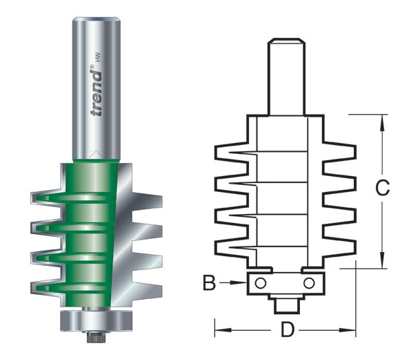 Trend verlijm- en vingerlas-freesset C219X1/2TC